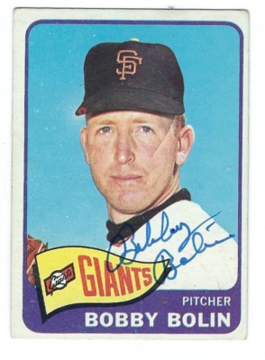Autographed BOBBY BOLIN San Francisco Giants 1965 Topps card #341 w ...