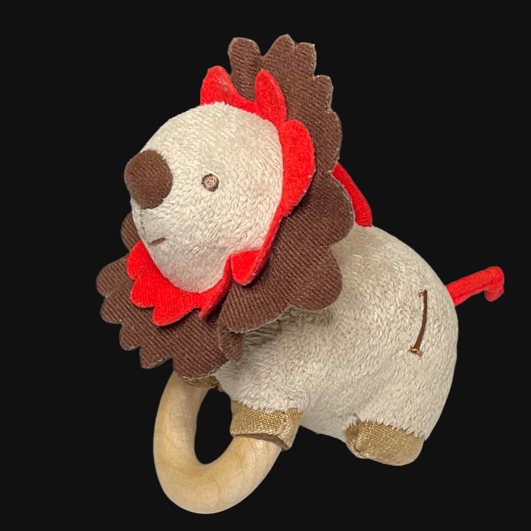 RARE Number 1 Lion Baby Rattle Plush Stuffed Animal Infant Toddler Toy ...