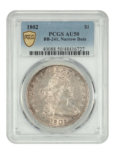 1802 $1 PCGS AU50 (BB-241, Narrow Date) - Draped Bust Dollar | eBay