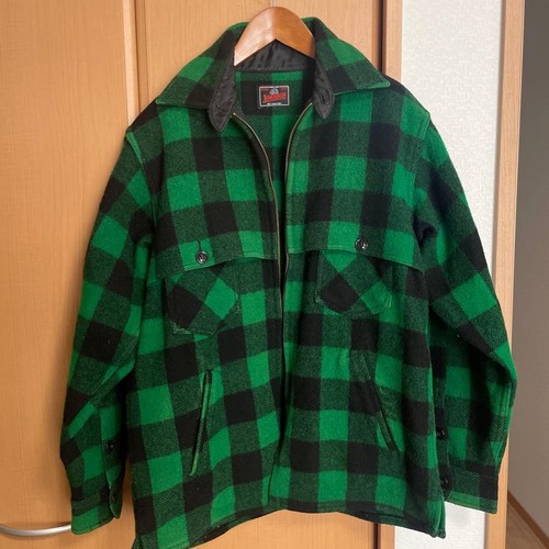 Johnson Woolen Mills Mackinaw Cruiser Buffalo Check Green Black M 100% ...