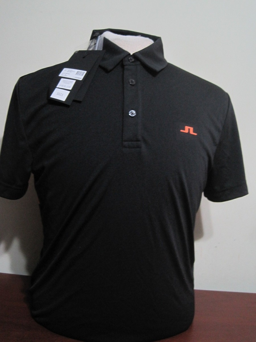 J. Lindeberg Tom mens Medium Reg Fit Black orange golf polo J. Lindeberg Tom mens Medium Reg Fit Black orange golf polo