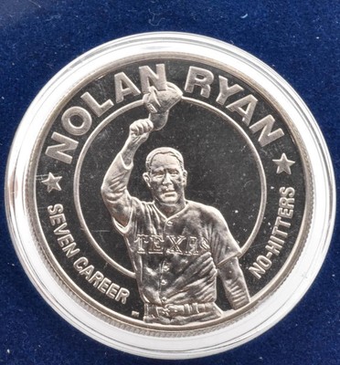 1993 Nolan Ryan "Seven Career No-Hitters" $10 Dollar .999 Silver Coin ...