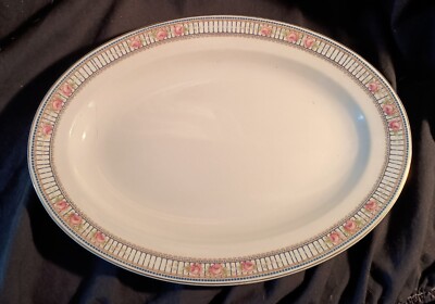 W H Grindley GR131 England 14" Serving Platter Floral Blue Gold Trim ...