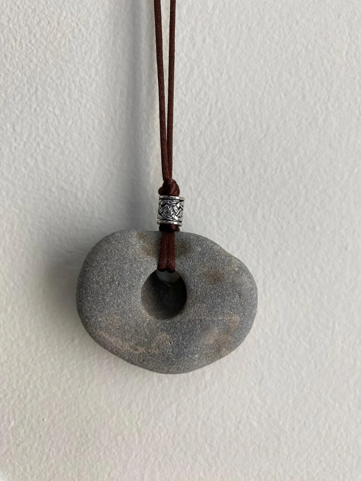 Hag Stone Pendant Necklace Amulet Protection Natural Holey Stone Odin ...