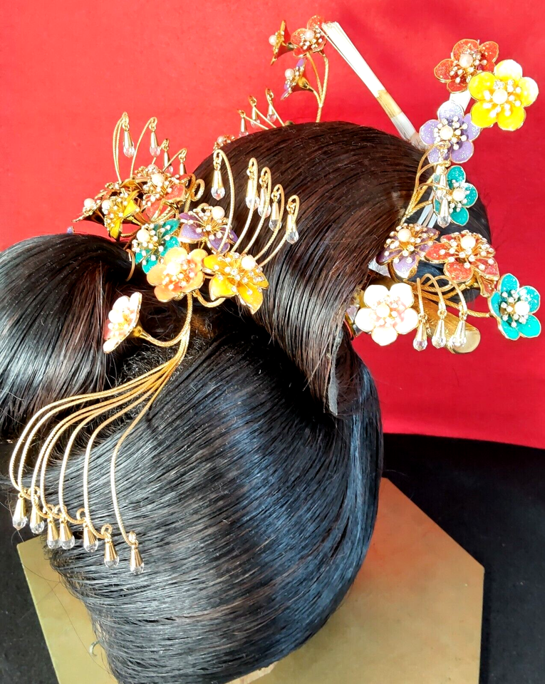 Japanese Kushi Kanzashi set Twinkle Flower Metal Kimono Hair Ornament ...