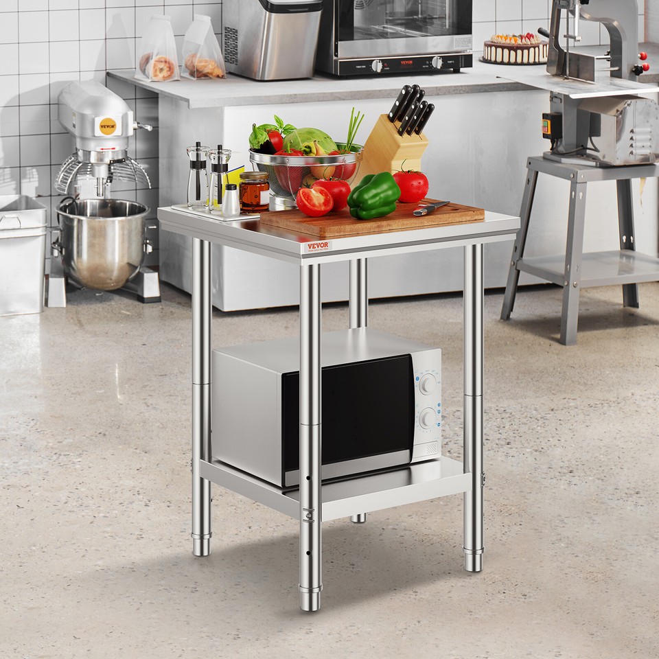 VEVOR Kitchen Work Bench Catering Table 24x24" Commercial Stainless ...