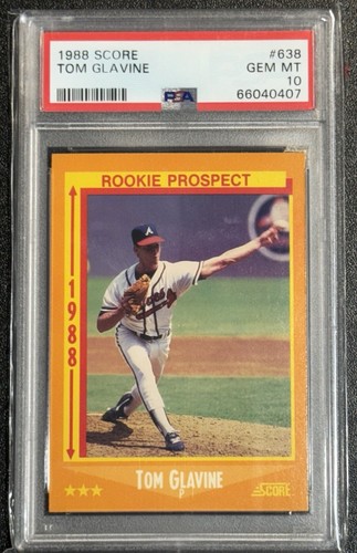 1988 SCORE #638 TOM GLAVINE RC ROOKIE PROSPECT HOF PSA 10 Atlanta ...