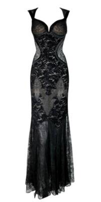 VERSACE FW 2005 RUNWAY PLUNGING SHEER LACE GOWN SIZE IT 42 | eBay