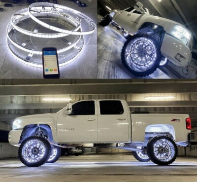 4X 15.5" DOUBLE ROW Brightest PURE WHITE Solid Color LED Trucks Wheel ...