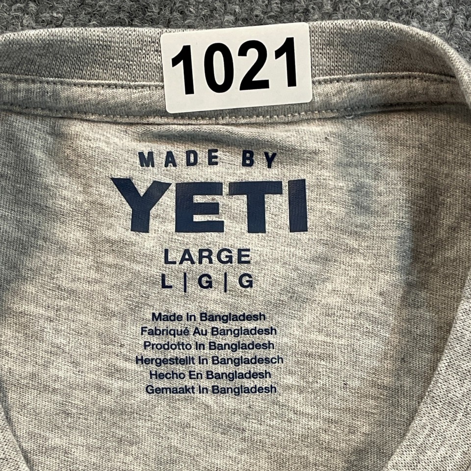 NWT YETI Cooler Shirt Large 22x28 Gray Spellout Logo | eBay