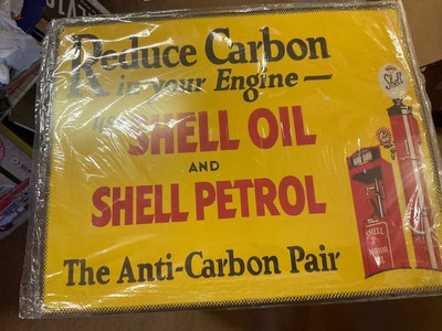 Shell Metal Tin Sign Motor Oil Petrol Reduce Carbon Gas Station Pump ...