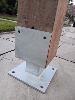 Bolt Down Elevated Post Base Support Heavy Duty 5mm Fence Foot Bracket ...