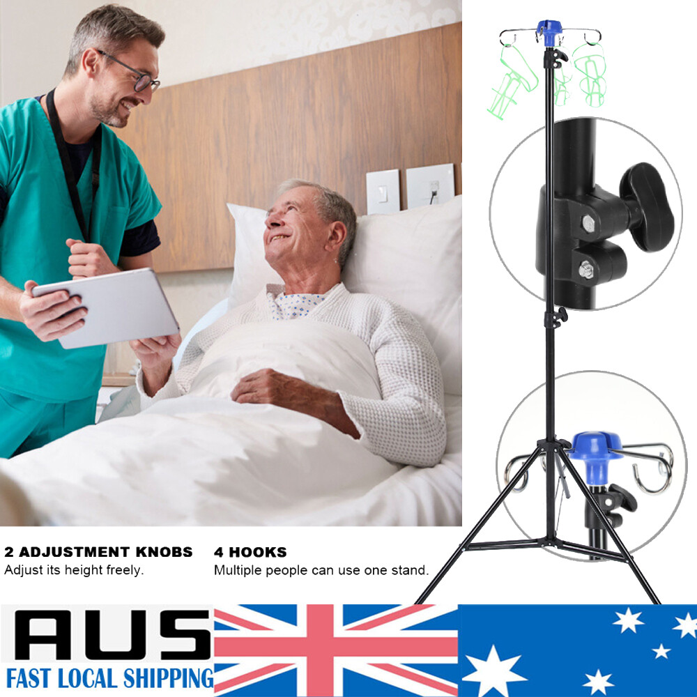 Portable IV Pole Drip Bag Stand Pole Stand 4 Hook For Clinic Home Care ...