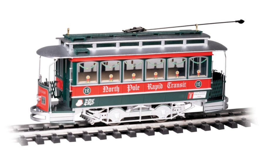 Bachmann 93943 Christmas Trolley North Pole Rapid Transit Streetcar ...
