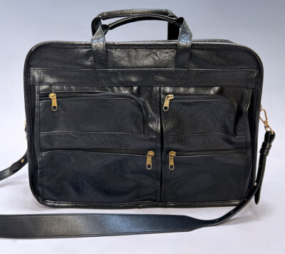 Multi-Pocket Expandable LAPTOP Organizer Bag Black Textured Crushed ...