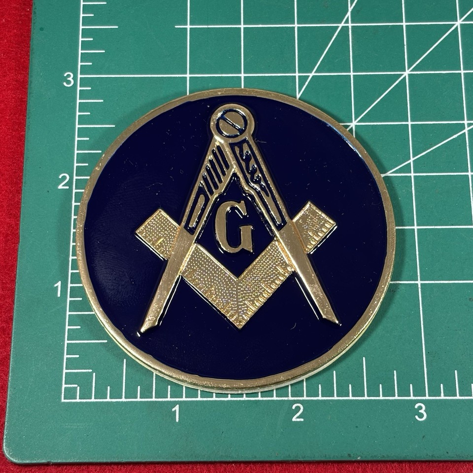 Masonic 3" Blue Car Emblem Square Compass Master Mason Metal Freemason ...