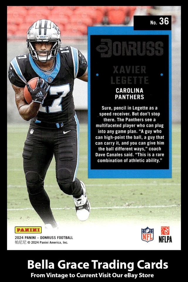 2024 Donruss Xavier Leggett #36 Carolina Panthers Retro Rookie 1994 ...
