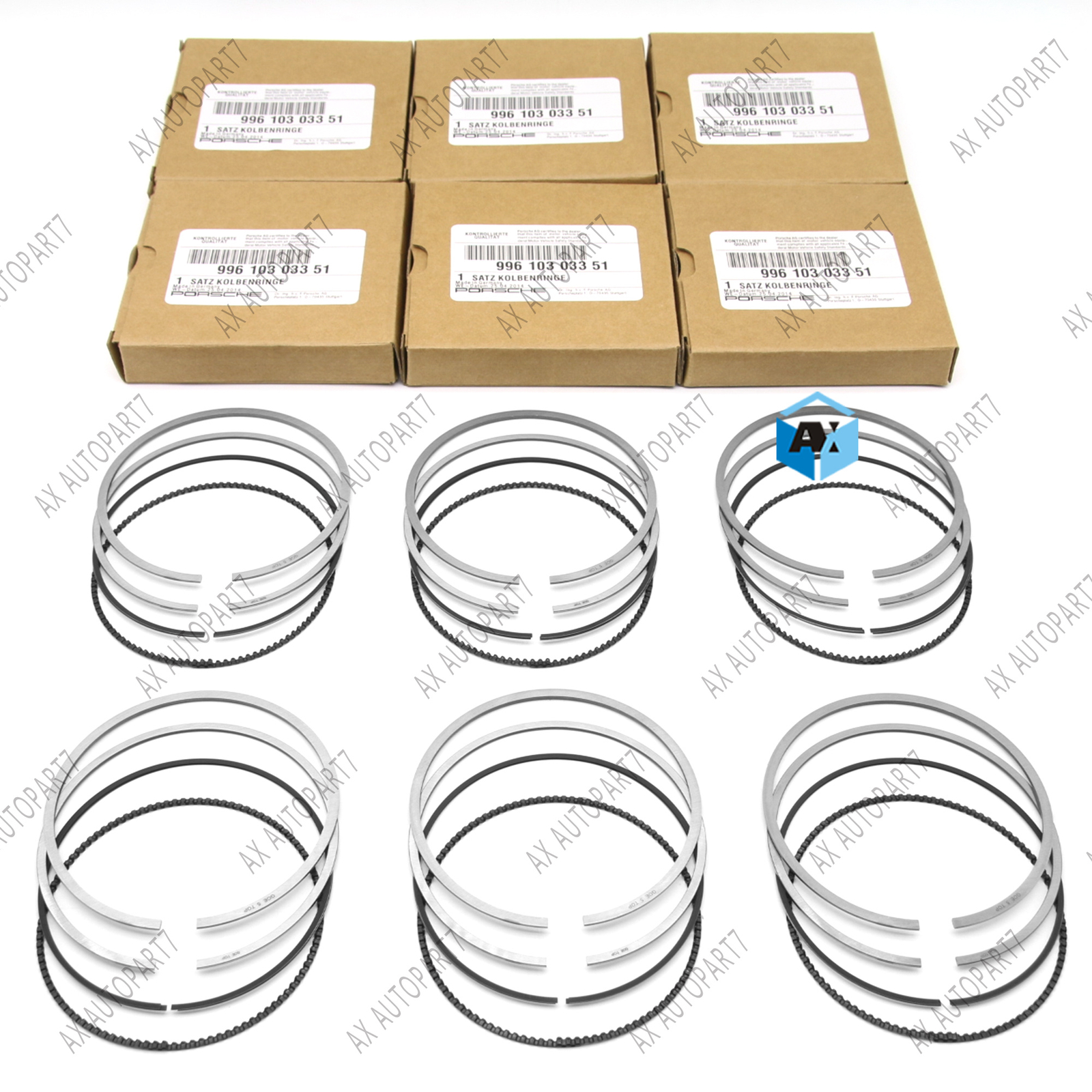 6x OEM Piston Rings Set Φ93mm For Porsche Boxster S 986 987 3.2L H6 M96 ...
