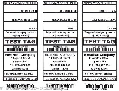 350 CUSTOM White Printed Electrical Adhesive Test Tag Labels | eBay
