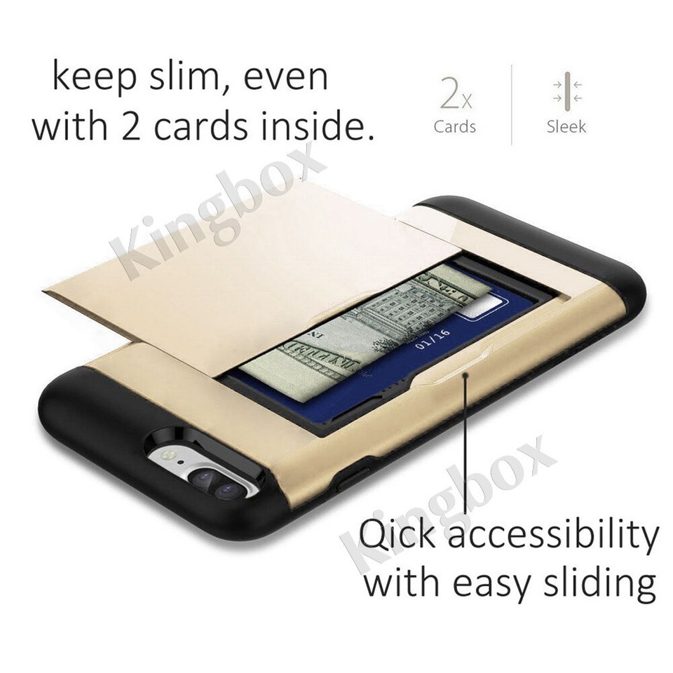 Credit Card Slot Holder Wallet Case Shockproof Back Cover For iPhone ...