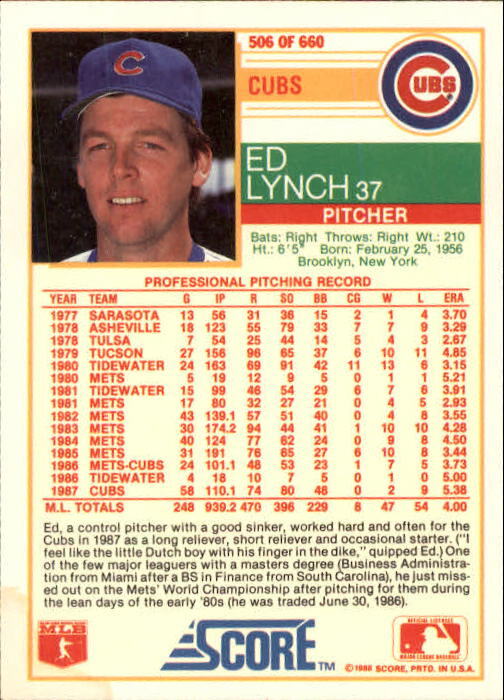 1988 Score #506 Ed Lynch - NM | eBay