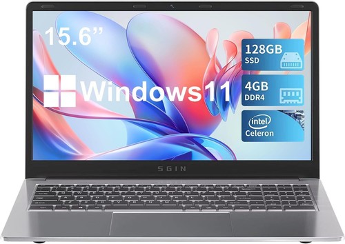 SGIN M15 15.6" 1366 x 768 Celeron N4120 1.1GHz 4GB DDR4 128GB SSD W10 ...