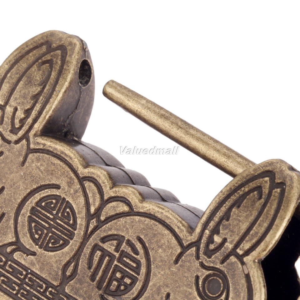 Home Retro Bronze Zinc Alloy Jewelry Gift Box Padlock Rabbit Design ...