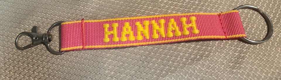New Hannah Personalized Keychain Pink and Yellow | eBay