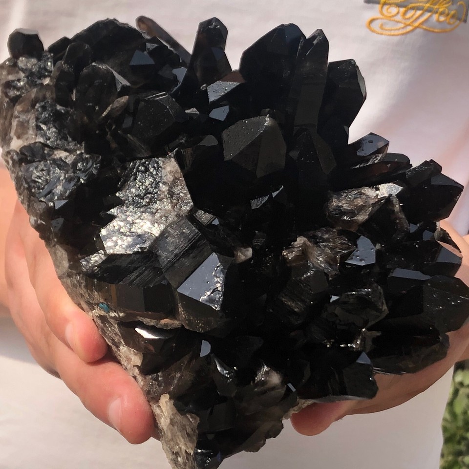 3.72lbNatural Black QUARTZ Crystal Cluster Mineral Specimen Collection ...