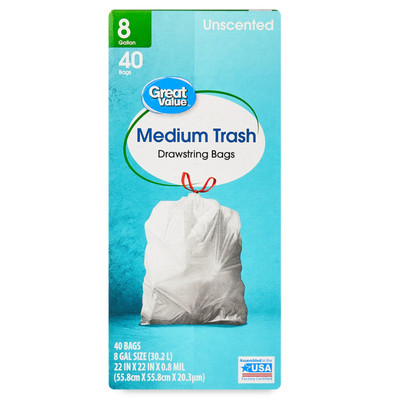 Medium Trash Drawstring Bags, 8 Gallon, 40 Count | eBay
