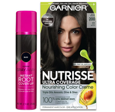 Everpro Gray Away & Garnier Nutrisse Permanent Haircolor Root Cover Up ...