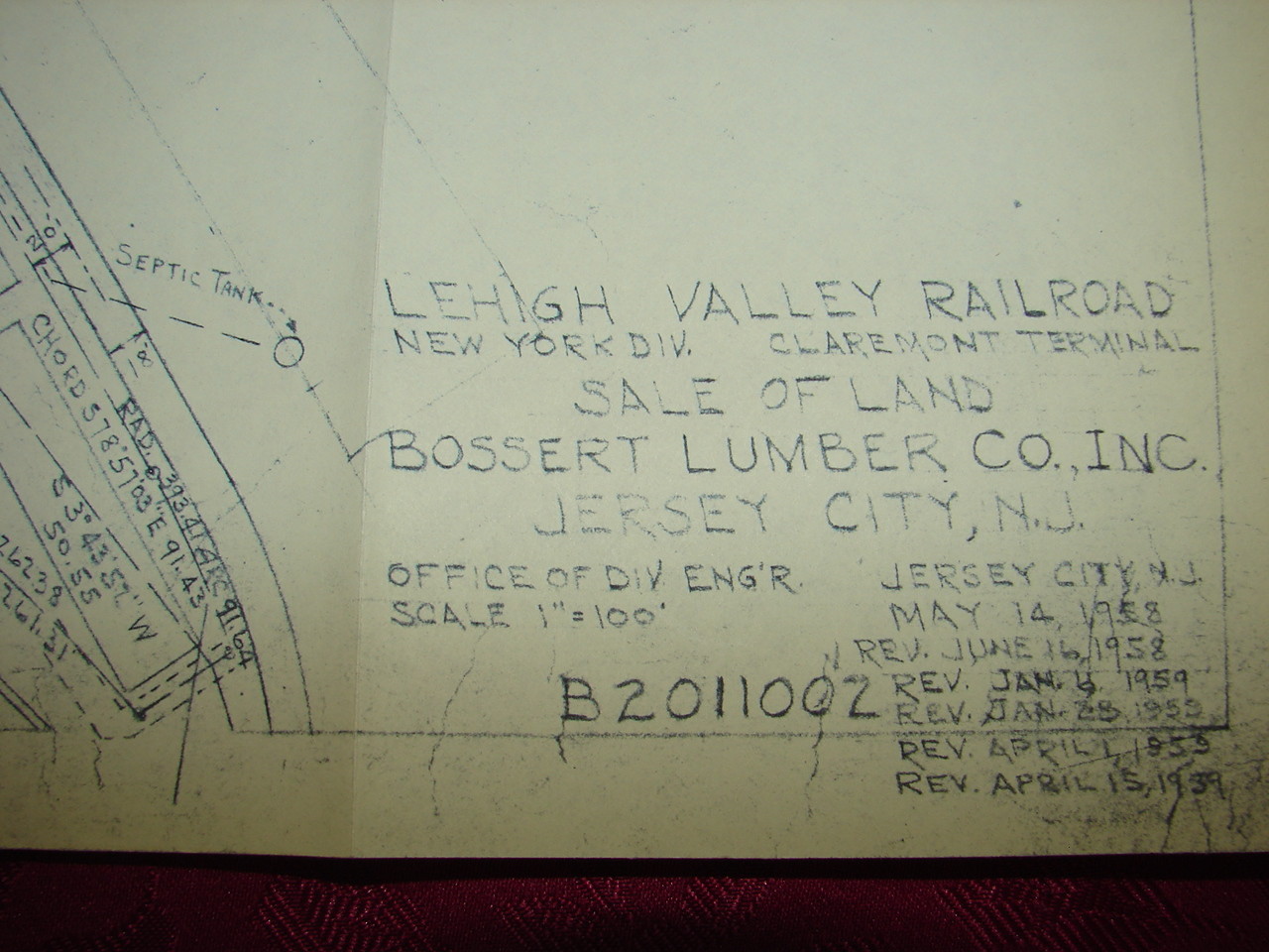 LVRR - Sale of Land Bossert Lumber Co. Claremont Terminal Jersey City ...