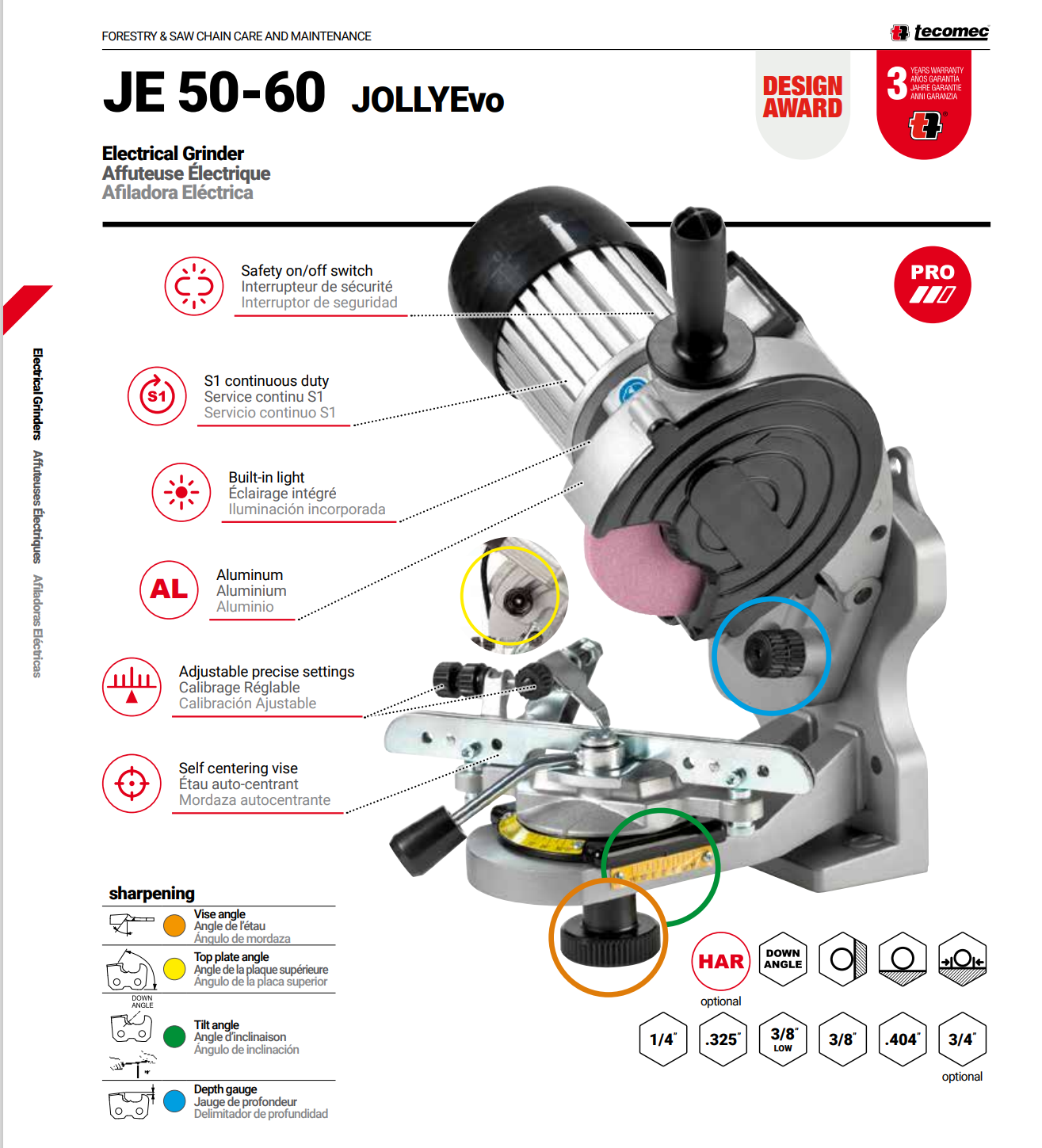 Tecomec EVO Chainsaw Saw Chain Bench Grinder Sharpener Oregon 410-120 ...
