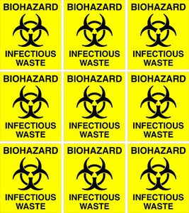 Biohazard Infectious Waste Stickers 60mm X 69mm 9 X Warning & Safety ...