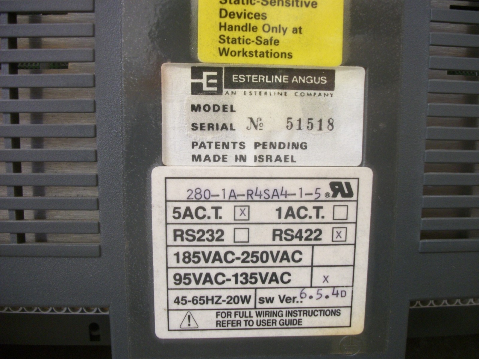 ESTERLINE ANGUS PANELMASTER 1000 OPERATOR PANEL 280-1A-R4SA4-1-5 5AC.T ...