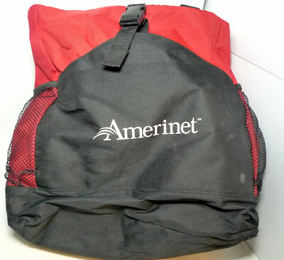 Red Black Amerinet Double Handle Back Pack Canvas Tote Bag | eBay