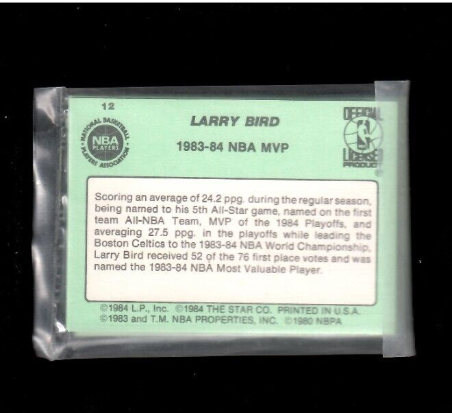 1984-85 Star Company Boston Celtics 12-card Team Set Larry Bird Danny ...