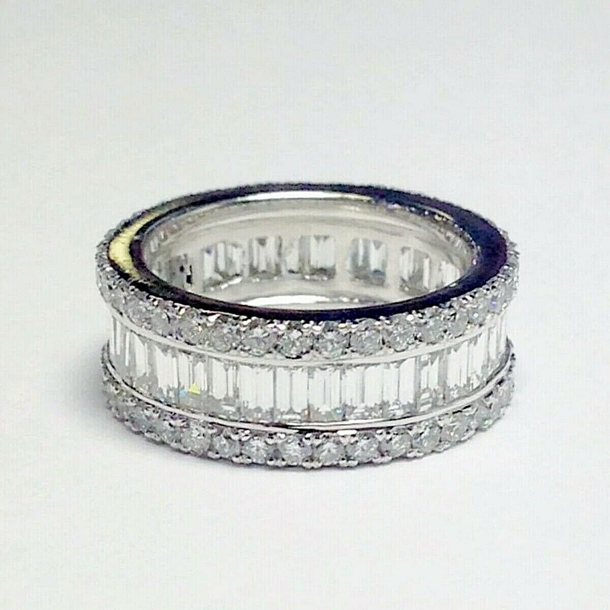 Full Eternity Wedding Ring Band 4Ct Baguette Cut Diamond 14K White Gold ...
