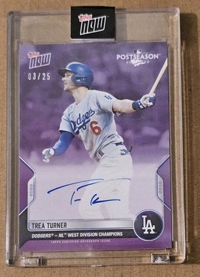 2022 Topps Now Postseason Trea Turner Purple Auto #PS-7C /25 Dodgers ...