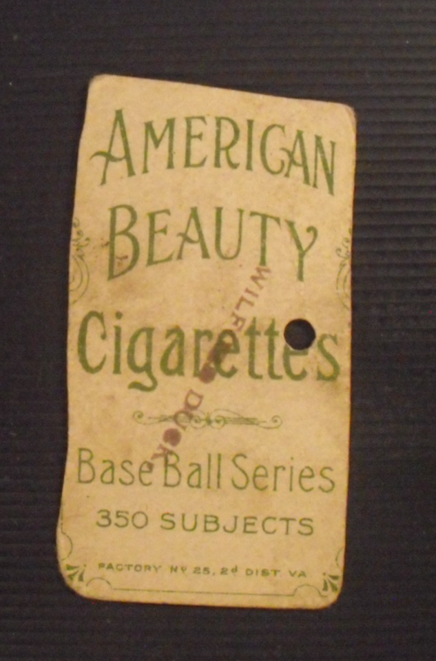 1909-11 T206 George Perring Cleveland American Beauty back factory 25 ...