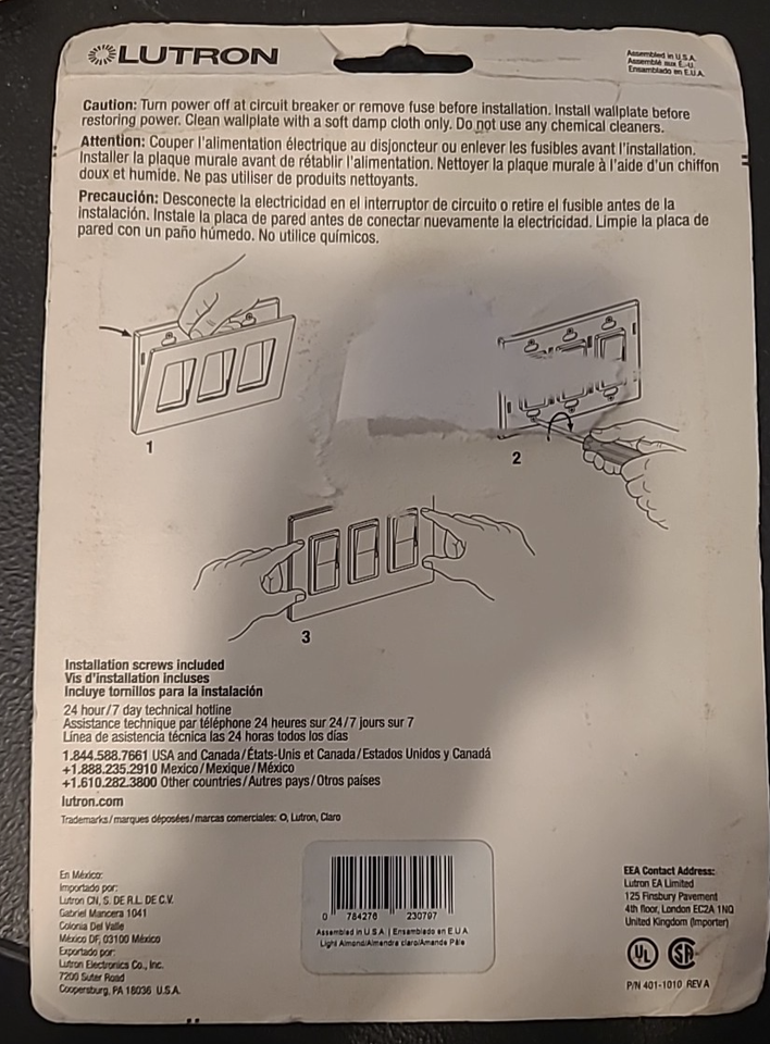 Lutron Decorator/Rocker Wall Plate Gloss Light Almond 3-Gang *110 | eBay