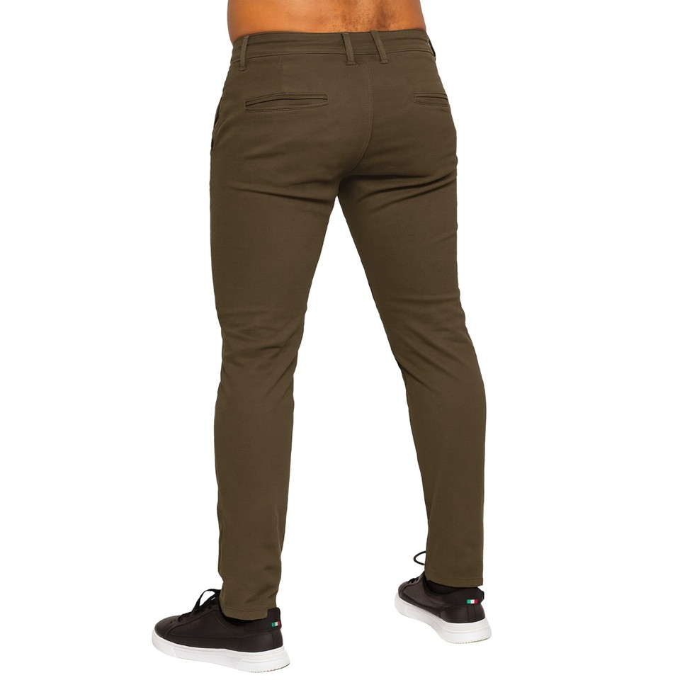Enzo Mens Chino Trousers Slim Fit Stretch Cotton Jeans Pants All Waist ...