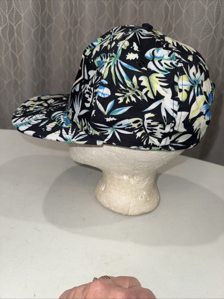 Hawaiian Beach Floral Black Yellow, White Blue Hat Cap Snapback Pukka ...