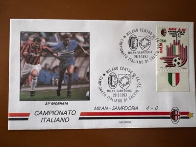 ITALIA 1993 FDC BUSTA UFFCIALE MILAN-SAMPDORIA CAMPIONATO 1992/93 ...