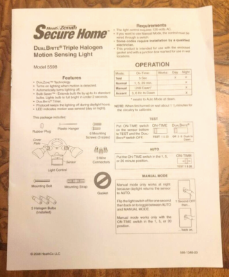 Heath Zenith Motion Sensor Wiring
