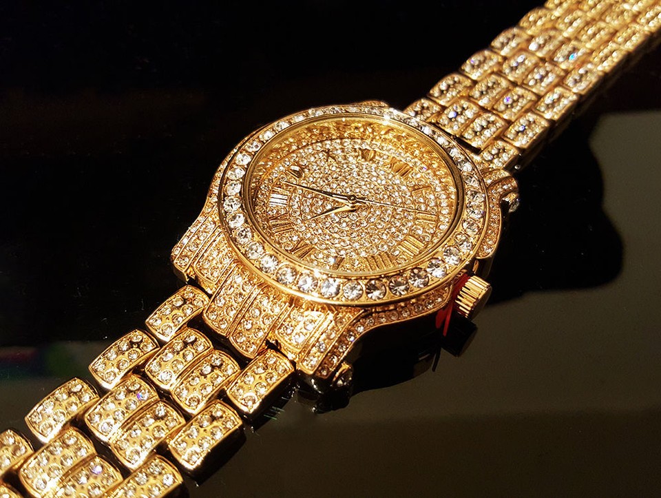 MEN HIP HOP ICED GOLD TONE BEST SELLER WATCH & RING & BRACELET BLING ...