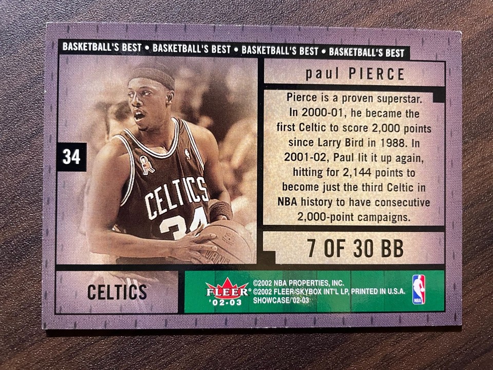 2002-03 Fleer Showcase Paul Pierce Basketball's Best Insert #7 BB ...