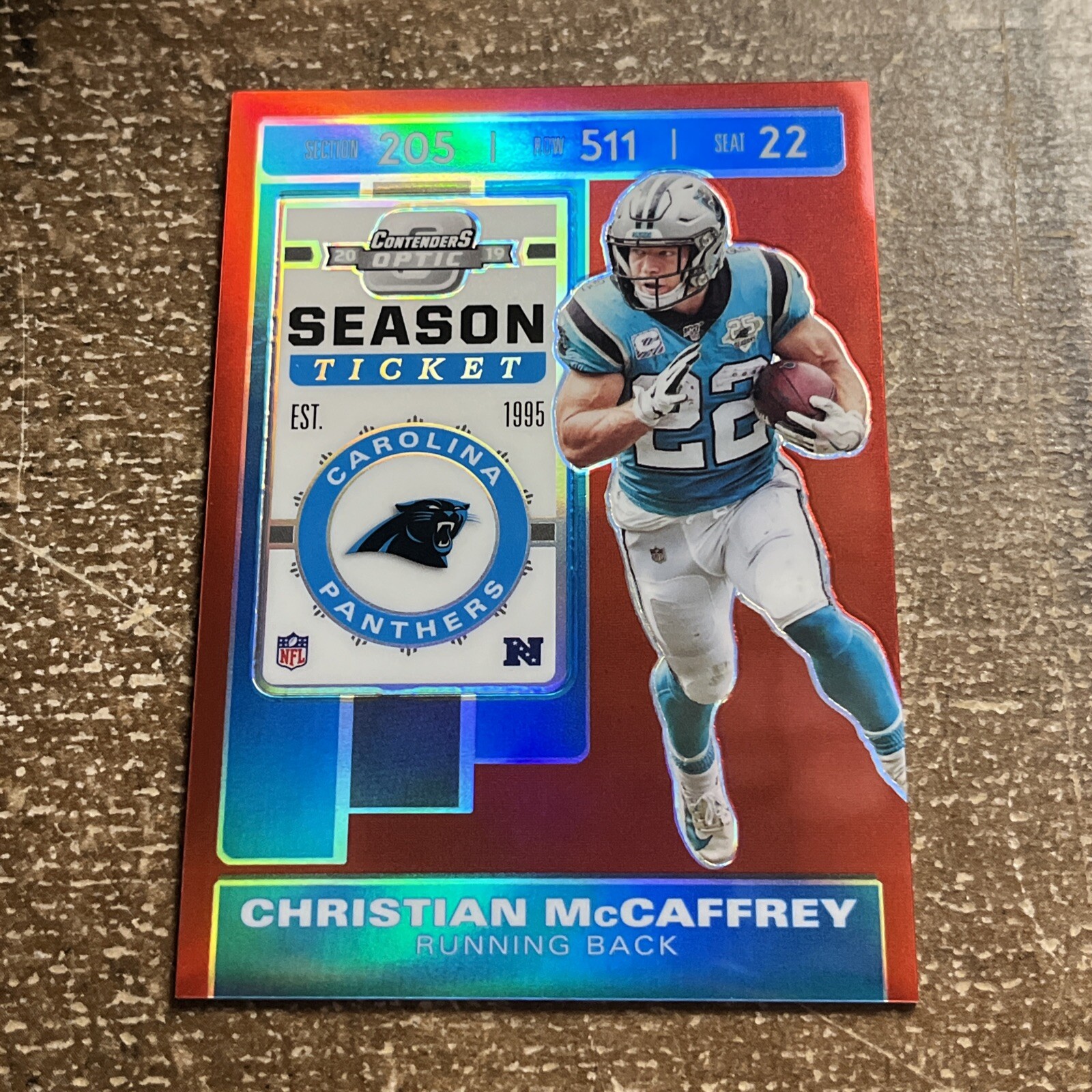 CHRISTIAN McCAFFREY 2019 CONTENDERS OPTIC RE #69 PANTHERS SER #d /199 ...