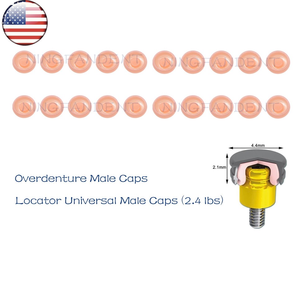 US Universal Dental Overdenture Locator Abutment Male Caps Inserts Set ...