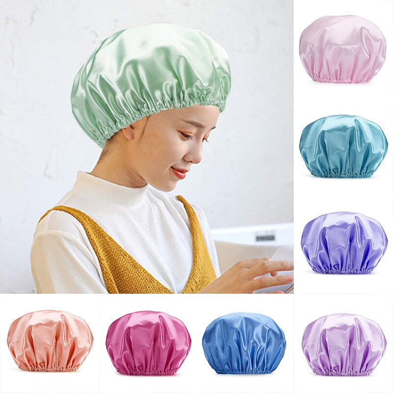 Hair Bonnet Oil Fume Cap Satin Bath Cap Shower Head Cover Shower Cap ...